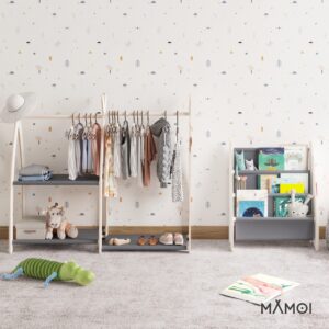 MAMOI® Children clothes rail Beige 95x106x32cm | Dressing up rail for ...