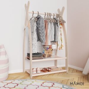 MAMOI® Children clothes rail Beige 53x95x32cm | Dressing up rail for ...