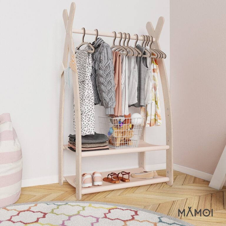MAMOI® Children clothes rail Beige 53x95x32cm | Dressing up rail for ...