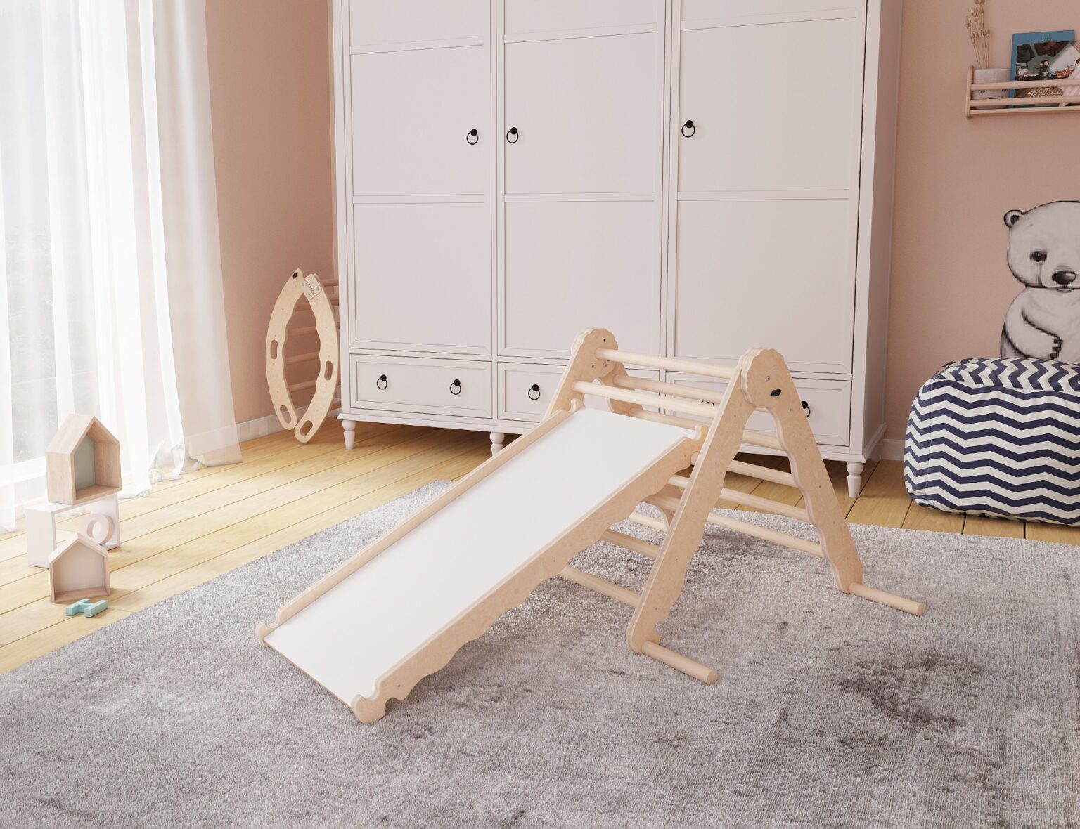 MAMOI® Indoor climbing triangle with slide for kids, Baby climbing ...